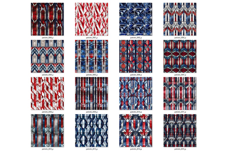 Patriotic Stained Glass Digital Paper, Seamless Red White Blue (digital ...