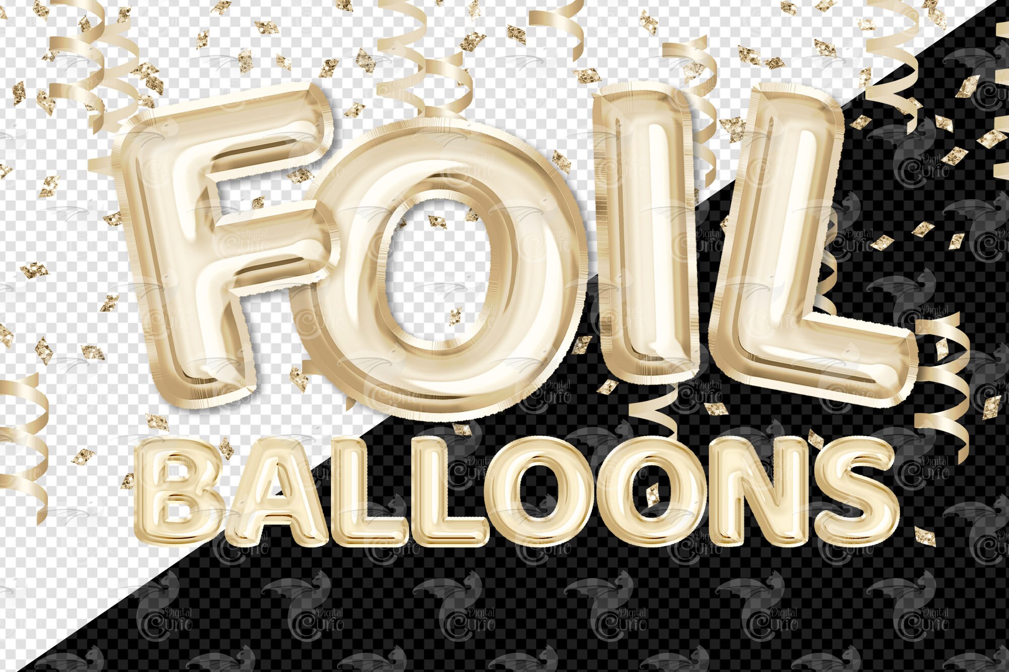 Champagne Foil Balloon Alphabet Clip Art Digital Instant - Etsy