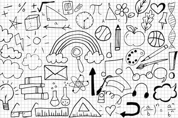 School Doodles Clipart Back to School Doodle Png Graphics - Etsy