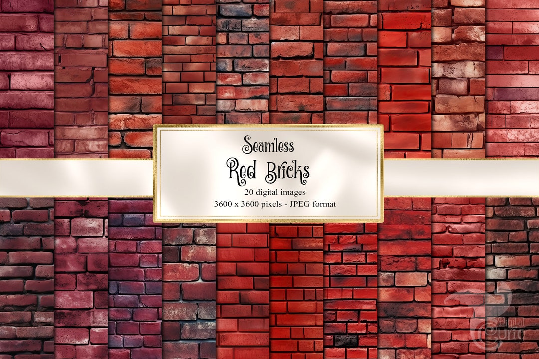 Red Brick Textures Digital Paper, Seamless Rustic Brick Wall Digital ...