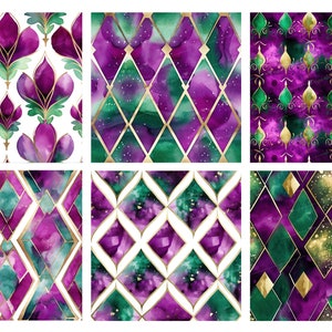 Watercolor Teal and Purple Patterns - Seamless Printable Digital ...