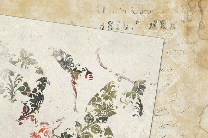 Distressed Ephemera Digital Paper, Vintage Textures (digital Download ...