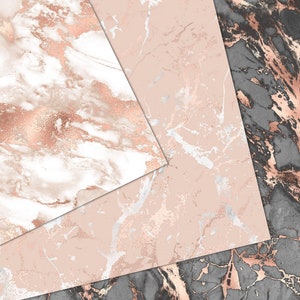Rose Gold Marble Digital Paper, Seamless Marble Textures in Blush Pink ...