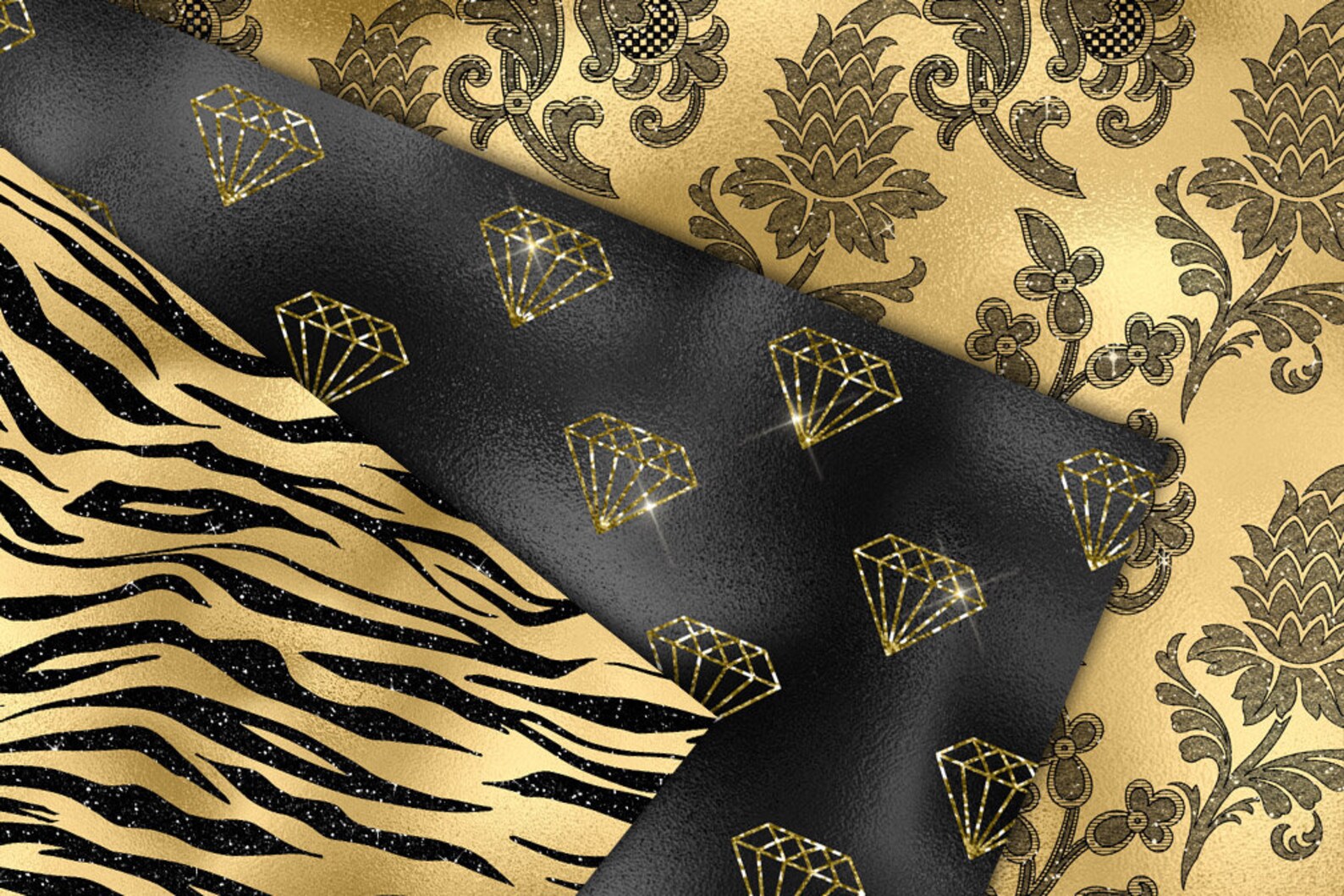 Black and Gold Glam Digital Paper Seamless Black and Gold - Etsy