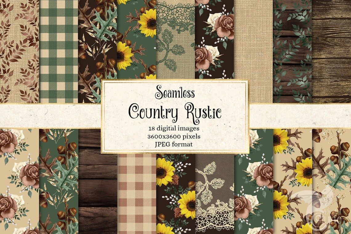 Country Rustic Digital Paper Seamless Fall Patterns - Etsy