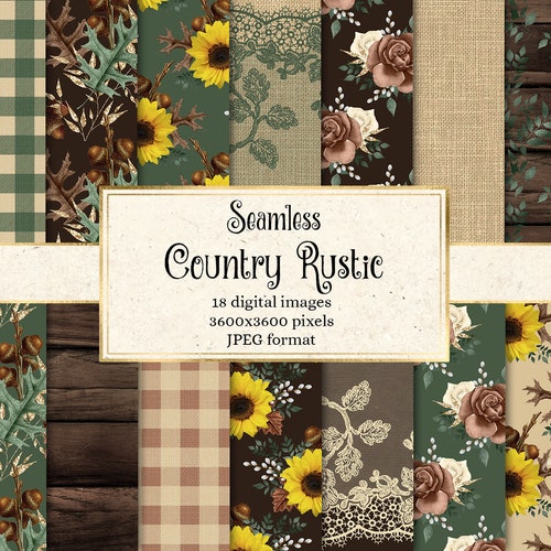 Country Rustic Digital Paper Seamless Fall Patterns - Etsy