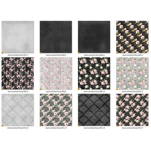 Blush and Black Floral Digital Paper, Seamless Floral Patterns Rustic ...