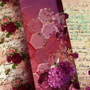 Burgundy Bee Digital Paper - Vintage Honey Bee Ephemera Backgrounds ...