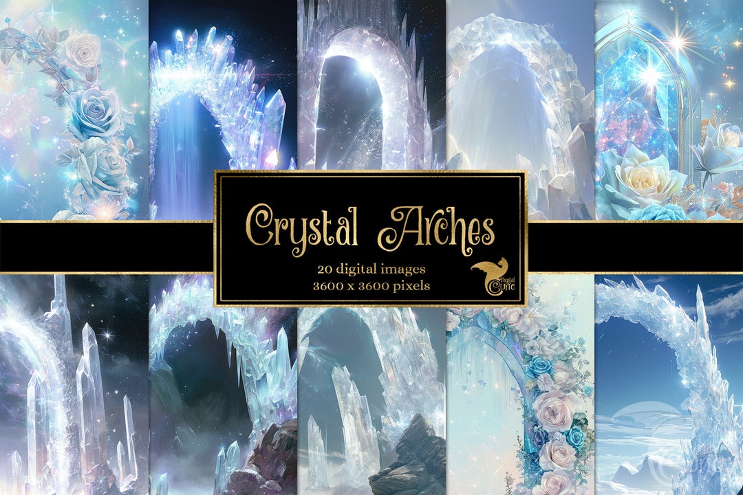 Crystal Arches Digital Paper, Magic Digital Paper Fantasy Scrapbook ...