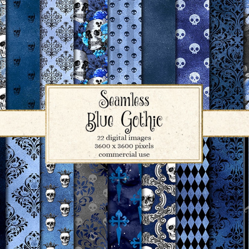 Gothic Wallpaper Blue - Etsy
