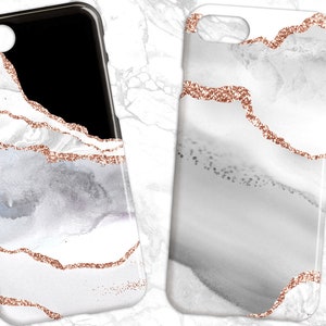 White and Rose Gold Agate Borders, Digital Watercolor Geode PNG ...