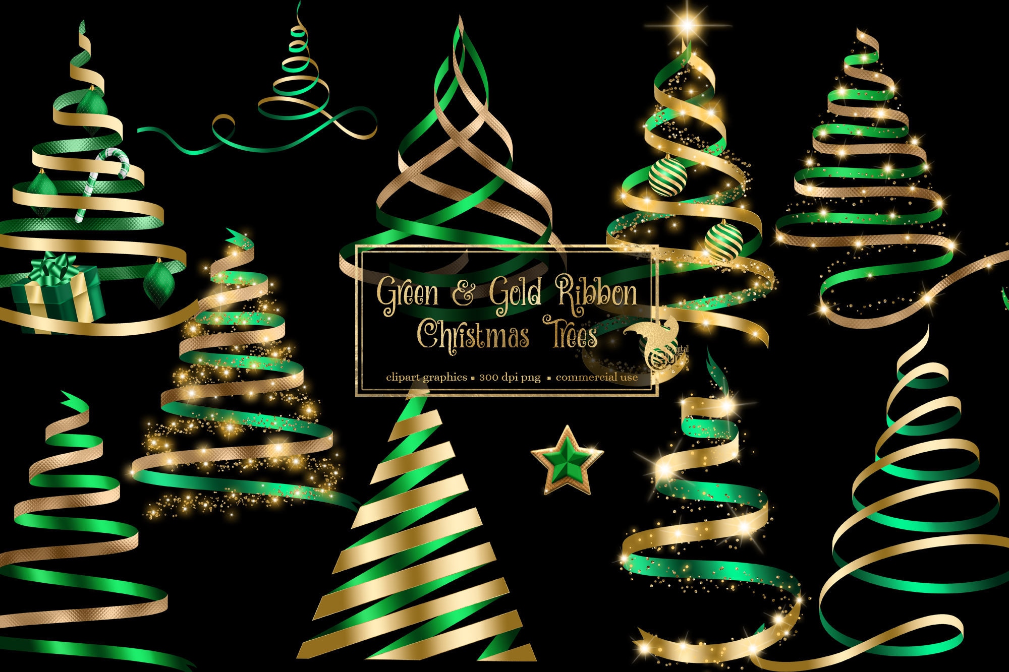 Green Christmas Ribbon Clip Art