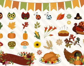 Digital Autumn Borders Clip Art. Autumn Bunting Banners. Fall - Etsy