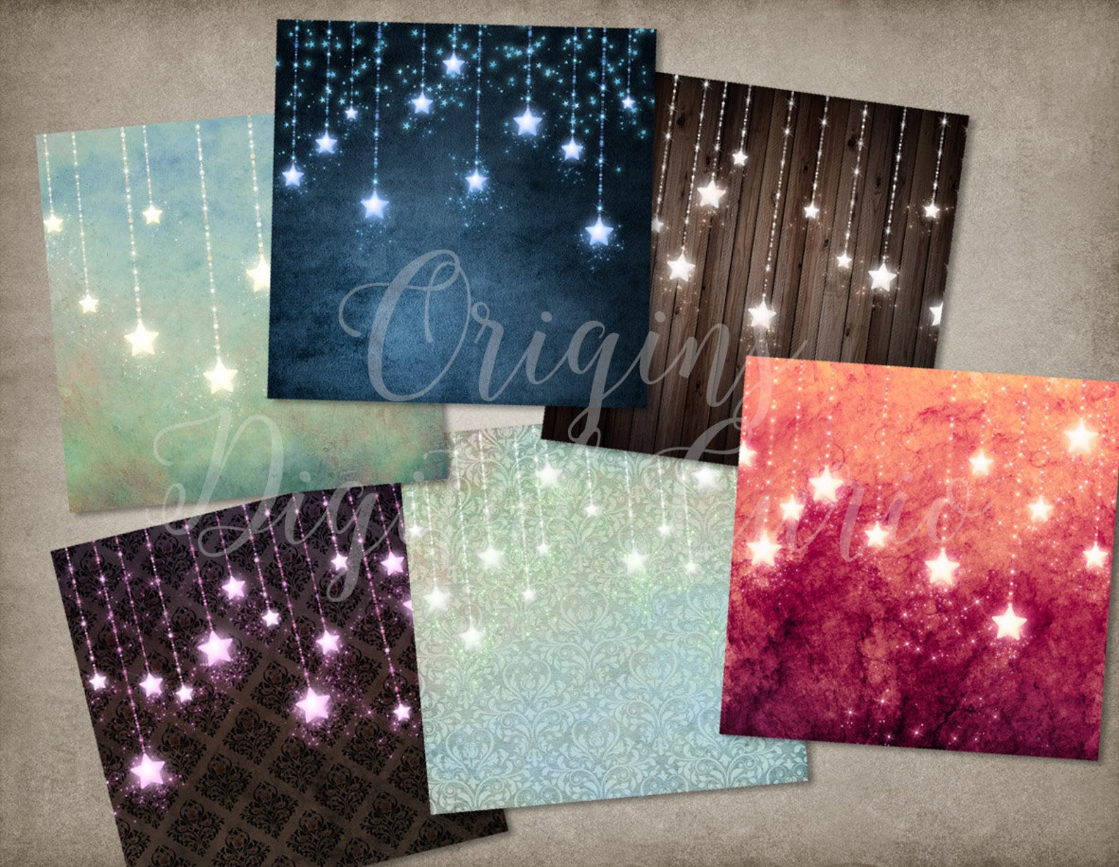 Sparkling Stars Digital Paper, Whimsical Fantasy Backgrounds (digital ...
