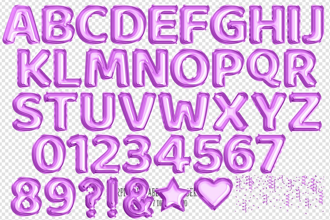 Purple Foil Balloon Alphabet Clip Art Digital Instant - Etsy