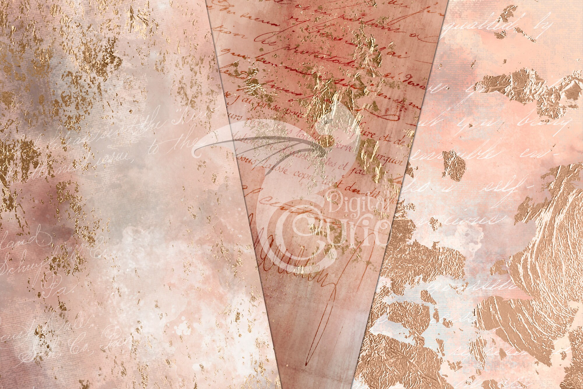 Abstract Rose Gold Textures Instant Download Vintage | Etsy