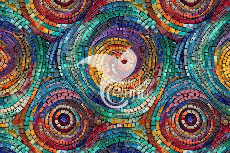 Gemstone Swirl Mosaic Digital Paper, Jewel Tone Textures (digital ...