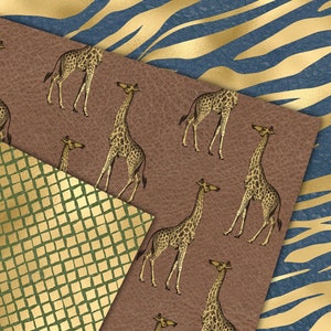 Gold Leather Animal Skins Digital Paper, Pink Seamless African Animal ...