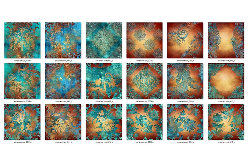 Ornament Rust Digital Paper Patina Texture Backgrounds - Etsy