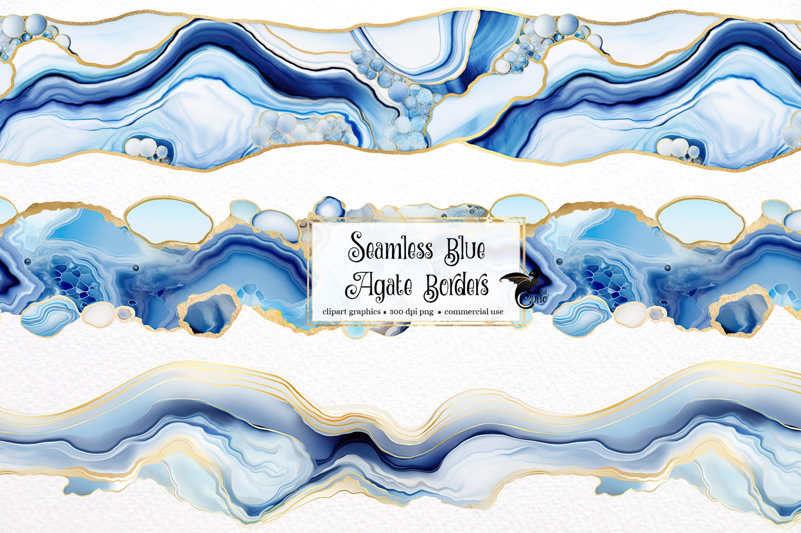 Blue Agate Geode Borders – Seamless PNG Clip Art (digital Download) - Etsy