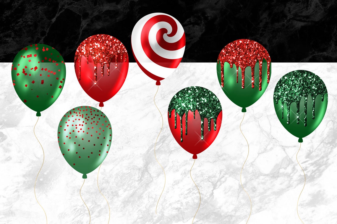 Christmas Balloons Clipart Holiday Party Clip Art Balloons - Etsy