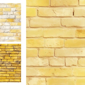 Yellow Brick Textures Digital Paper, Seamless Rustic Brick Wall Digital ...