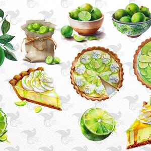 Watercolor Key Lime Clipart - Digital Png Key Lime Pie, Citrus Graphics ...
