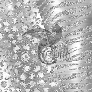 Silver Glitter Animal Print Digital Paper – Seamless Textures (digital ...