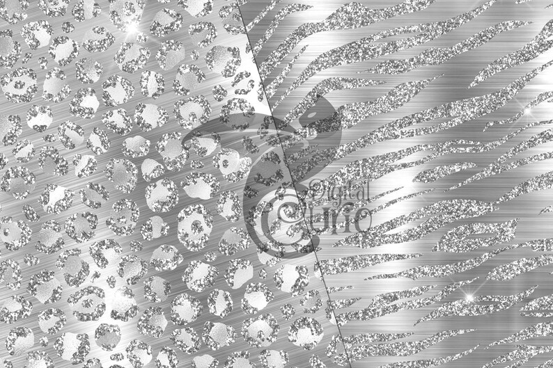 Silver Glitter Animal Print Digital Paper Seamless Glam - Etsy