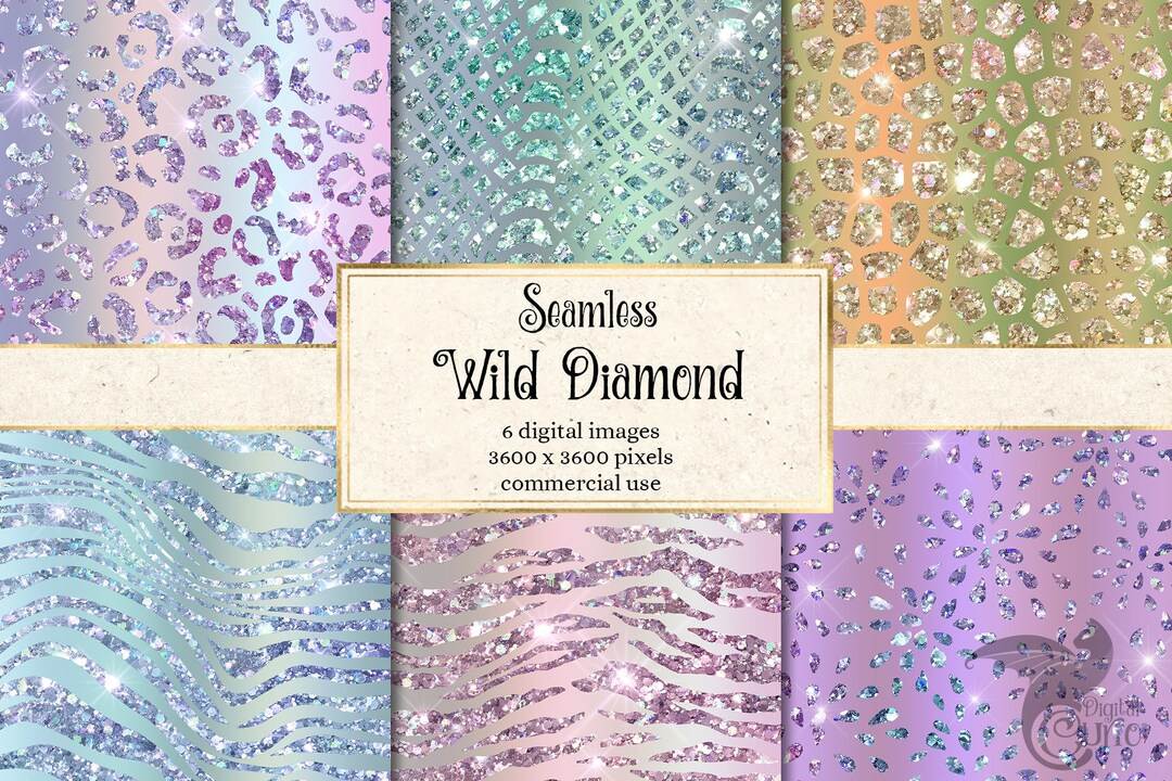 Wild Diamond Digital Paper - Seamless Animal Print Glitter Glam Luxury ...