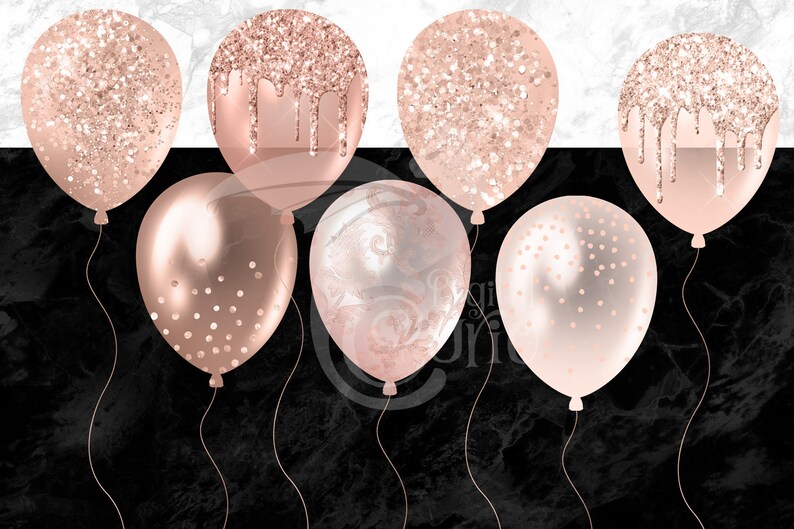 Rose Gold Balloons Clipart Party Clip Art Balloons and - Etsy