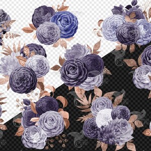 Heather and Rose Gold Floral Bouquets Clipart, Digital Instant Download ...
