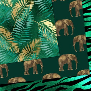 Emerald and Gold Animal Skins Digital Paper, Seamless Green African ...