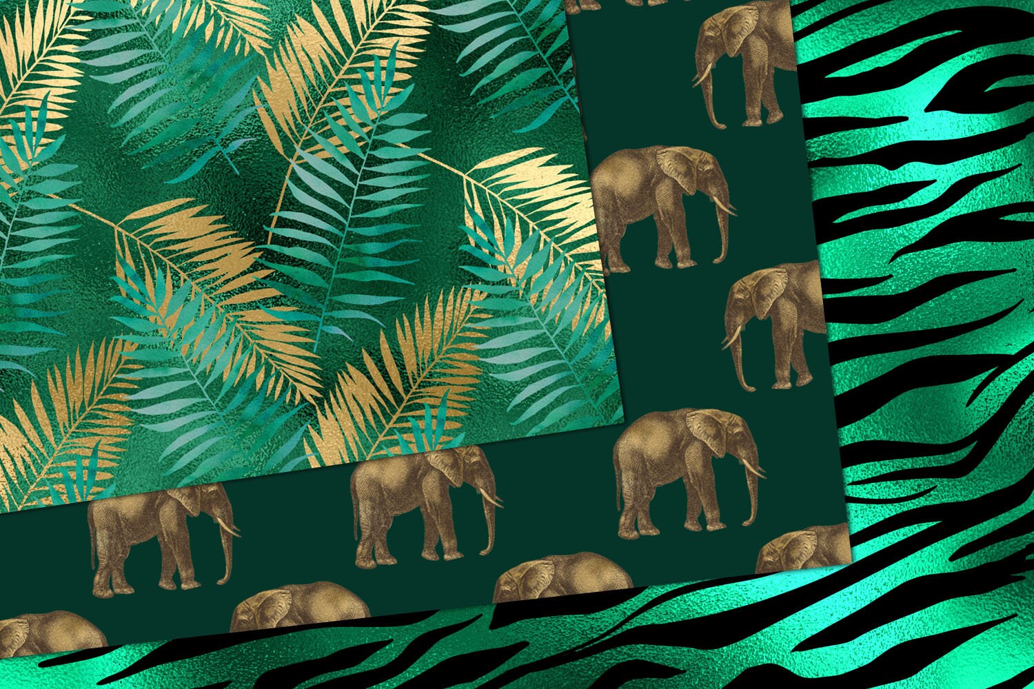 Emerald and Gold Animal Skins Digital Paper Seamless Green - Etsy