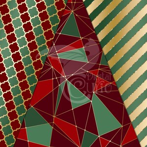 Geometric Christmas Digital Paper - Seamless Holiday Patterns Printable ...