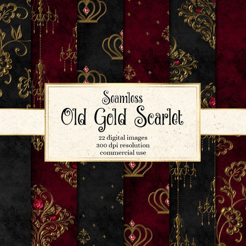 Old Gold Scarlet Digital Paper Seamless Royal Queen Patterns - Etsy