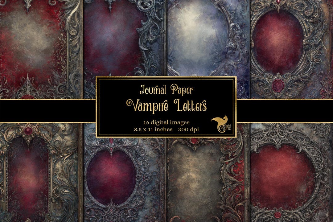 Gothic Vampire Journal Paper, Printable Scrapbook Pages (digital ...