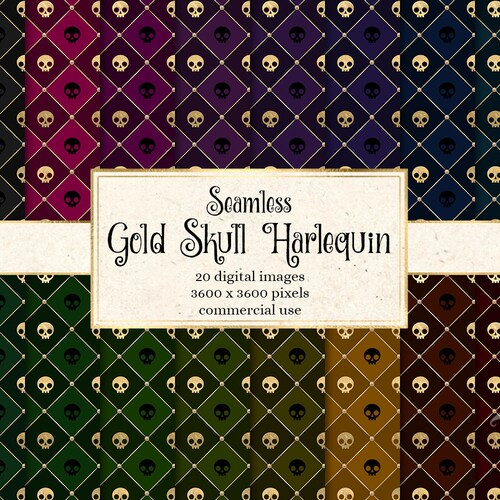 Ivory Gothic Digital Paper Seamless Skull Damask Halloween | Etsy