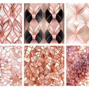 Rose Gold Glass Digital Paper, Seamless Rose Gold Textures, Printable ...