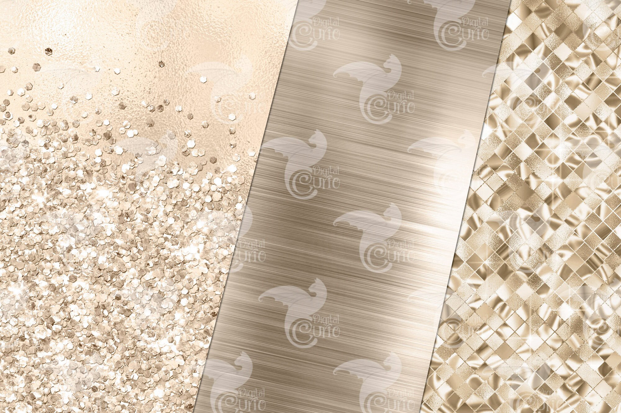 Champagne Glitter Textures – Seamless Metallic Digital Paper (digital ...