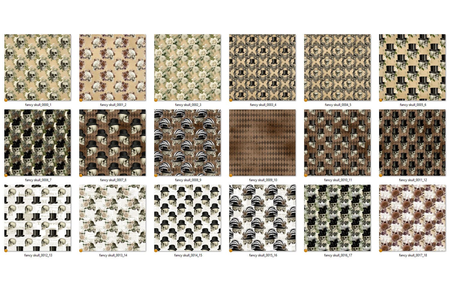 Fancy Skulls Digital Paper Seamless Vintage Skull Patterns | Etsy