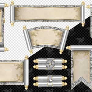 Silver Scrolls Clipart - Fantasy Tapestry Designs (digital Download) - Etsy