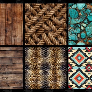 Western Textures Digital Paper, Seamless Cowboy Backgrounds (instant ...