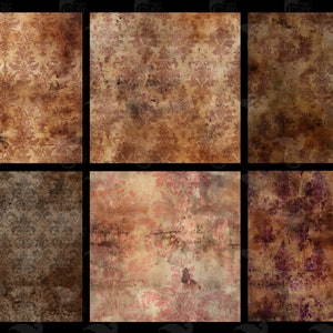 Distressed Red Damask Digital Paper, Seamless Rustic Textured Scrapbook ...