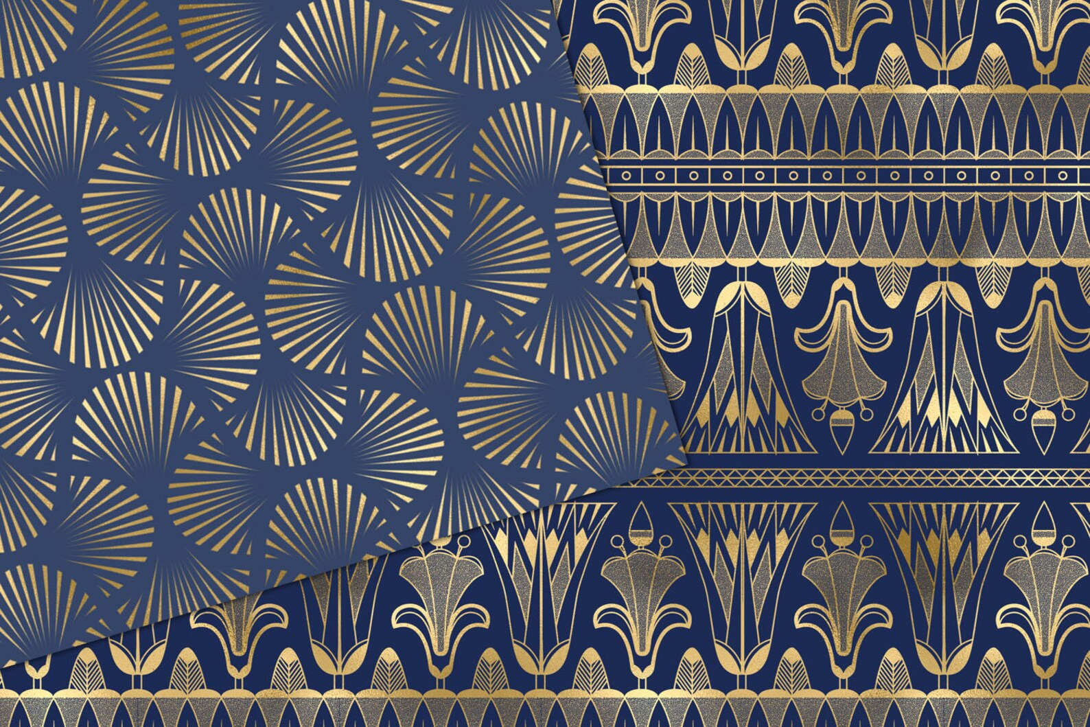 Navy and Gold Art Deco Digital Paper Seamless Deco Patterns - Etsy