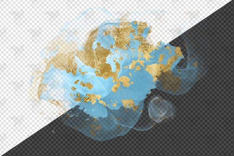 Blue Ink With Gold Foil Overlays Digital Paint Overlays - Etsy