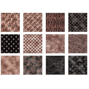 Black and Rose Gold Glam Digital Paper, Seamless Rose Gold and Black ...