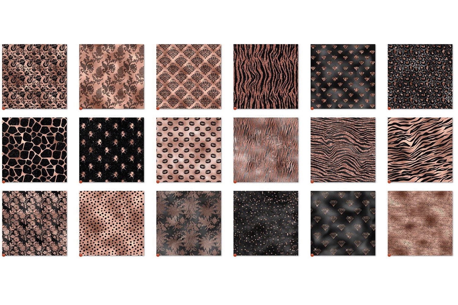 Black and Rose Gold Glam Digital Paper Seamless Rose Gold and - Etsy