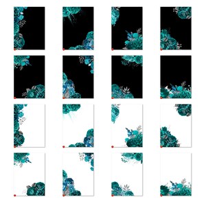 5x7 Teal and Silver Floral Overlays for Invitations, Planners ...