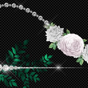 White Diamond Floral Frames Clipart, Wedding Frame Clip Art With ...